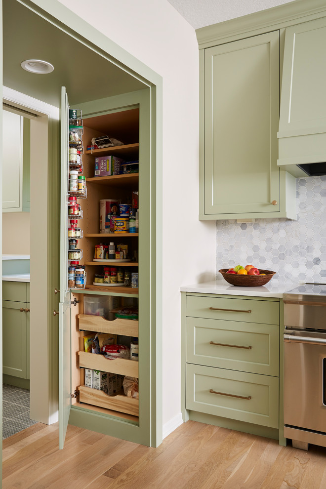 A Soft Green, Open Concept in Plymouth - Transitional - Kitchen ...