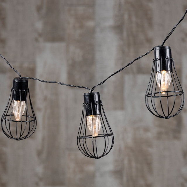 6' Solar Patio Lights, Black Wire Frames, Teardrop - Outdoor Rope And ...