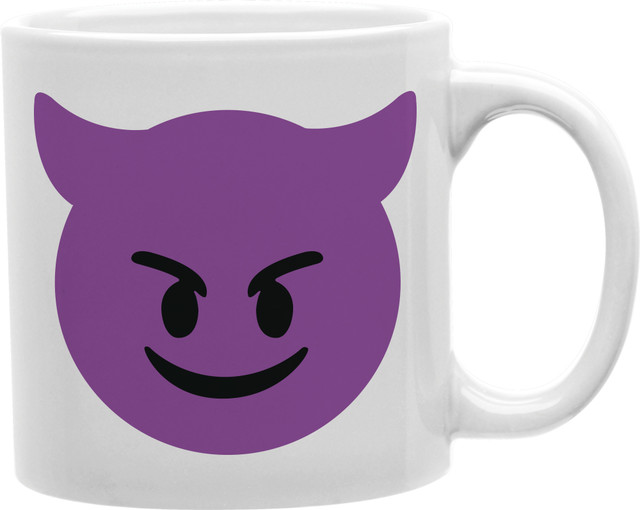Devil Emoji Mug, 11 oz - Contemporary - Mugs - by Imaginarium Goods | Houzz