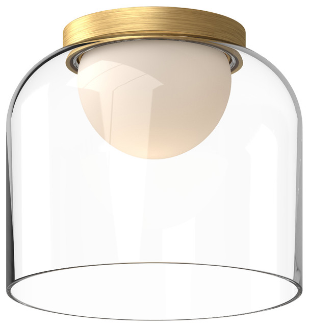 Cedar 8" Flush Mount Brushed Gold Clear Glass 120V Elv Led 3000K 90Cri ...