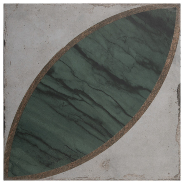 Renaissance Deco Emerald Mandorla Porcelain Floor and Wall Tile ...