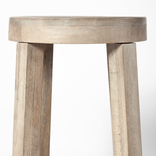 Brahma White Washed Solid Wood Counter Stool - Farmhouse - Bar Stools ...