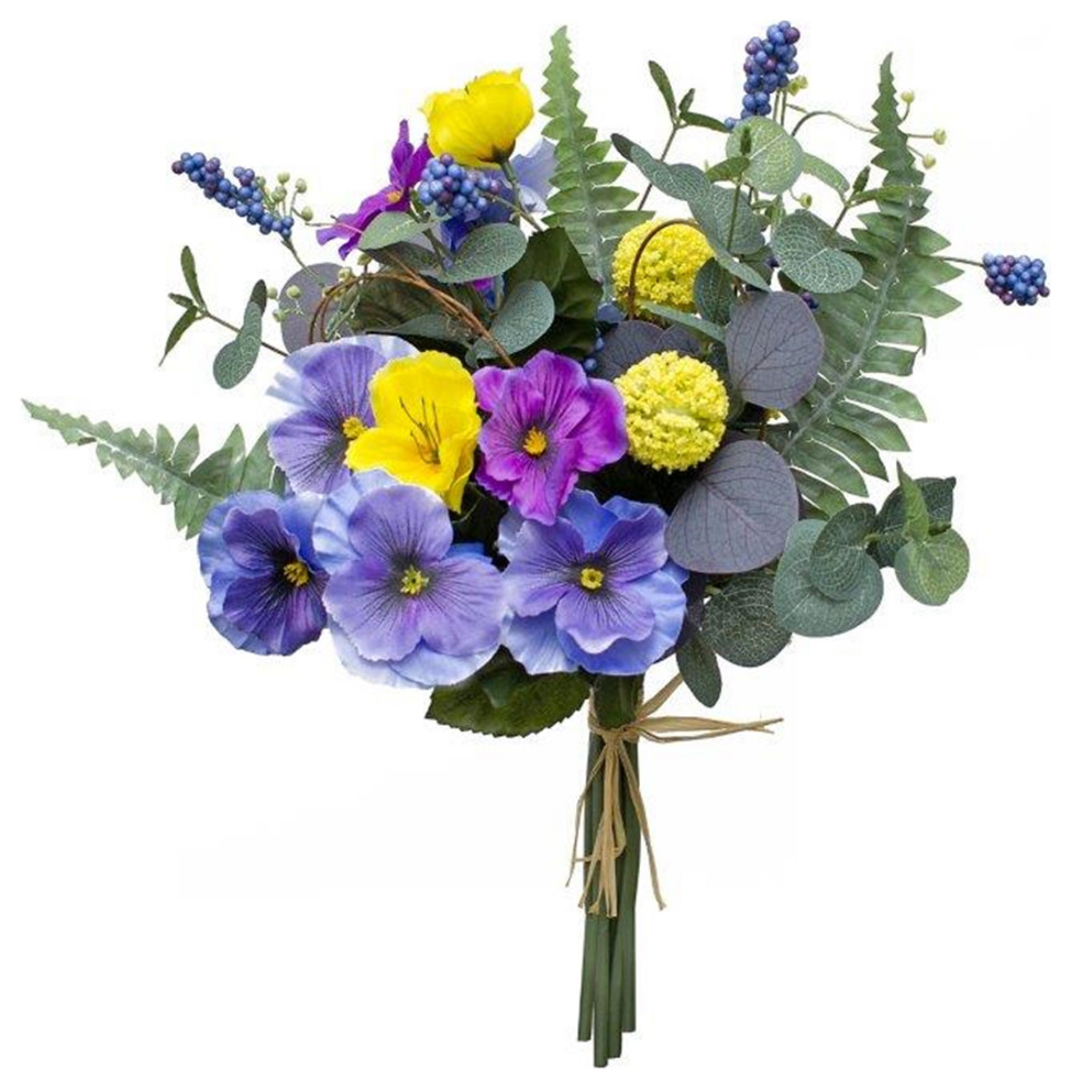 Pansy Bouquet, Set of 2, 15"H Polyester - Artificial Flower ...