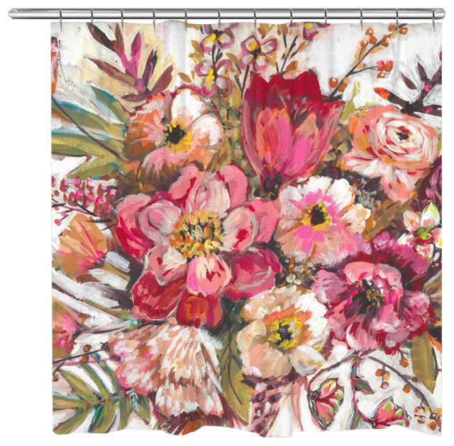 Pink Posies Shower Curtain - Contemporary - Shower Curtains - by Laural ...