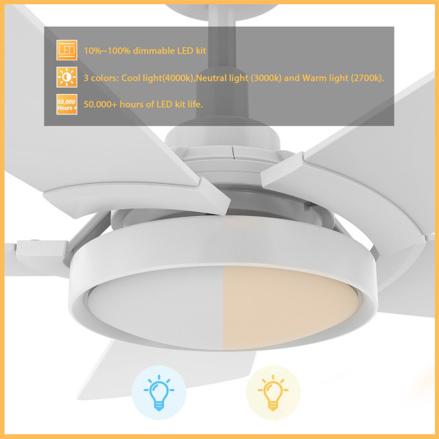CARRO 52'' Smart Voice Control Ceiling Fan With Remote and Dim LED ...