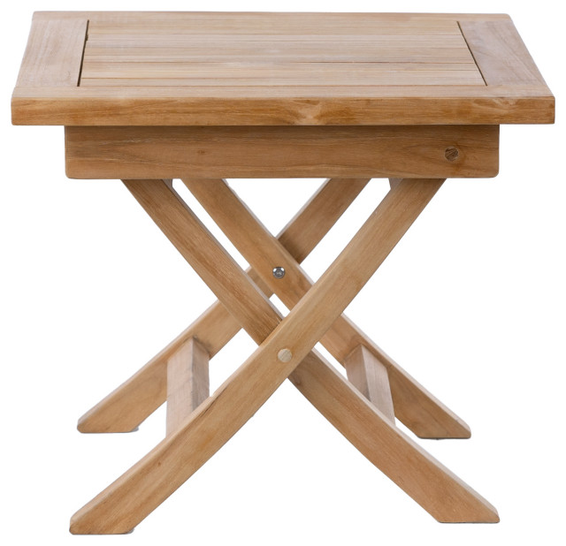 20x20" Teak Wood Coffee Table Square Folding Side Table - Transitional ...