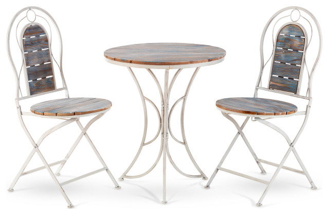 Alpine Patio Garden Table and Two Chairs Bistro Set, 28" - Farmhouse ...