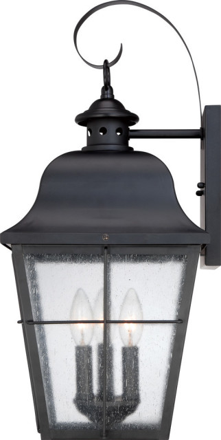 Millhouse 3-Light Outdoor Wall Lantern, Clear Seedy Glass - Traditional ...
