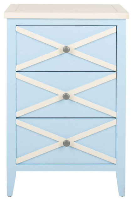 Evan 3 Drawer Side Table Light Blue - Contemporary - Side Tables And ...
