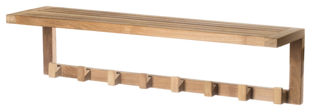 Teak Wall Shelf with 8 hooks - Transitional - Wall Organizers - by ...
