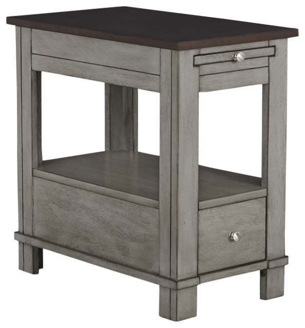 Chairsides III Chairside Table, Walnut/Gray - Farmhouse - Side Tables ...