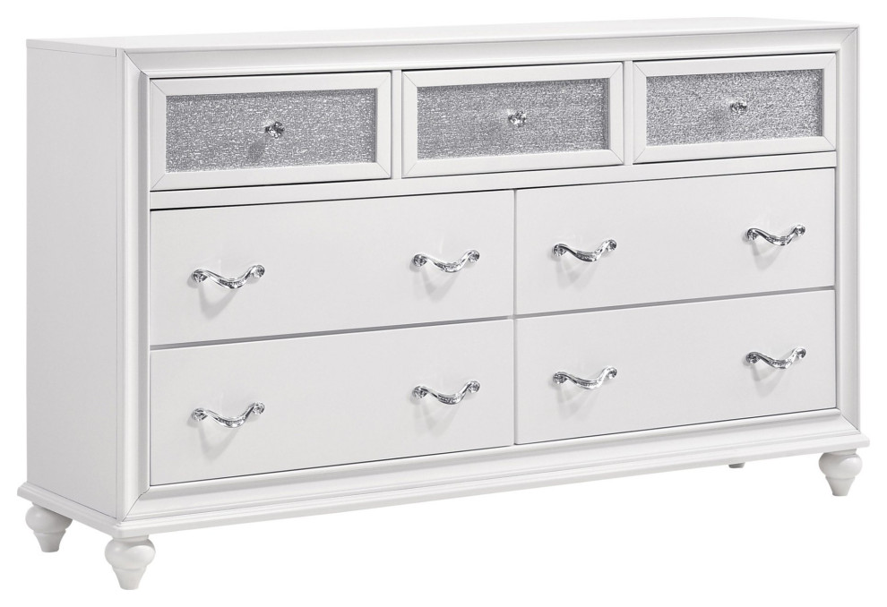 Contemporary Double Dresser, Glittering Accents & Diamond Chrome ...