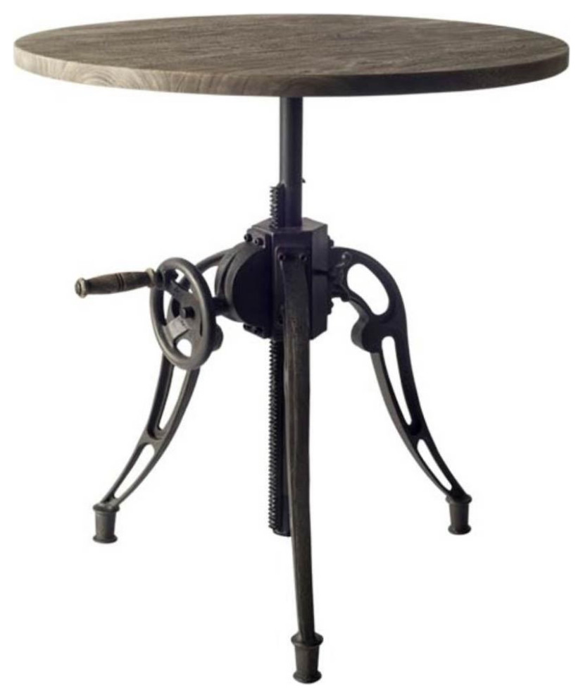 HomeRoots 30" Grey Solid Wood Top With Black Metal Base Bistro Dining ...