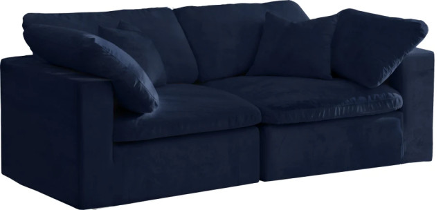 Donnelly Velvet Cloud Modular Fiber Filled Overstuffed 80" Sofa Navy ...