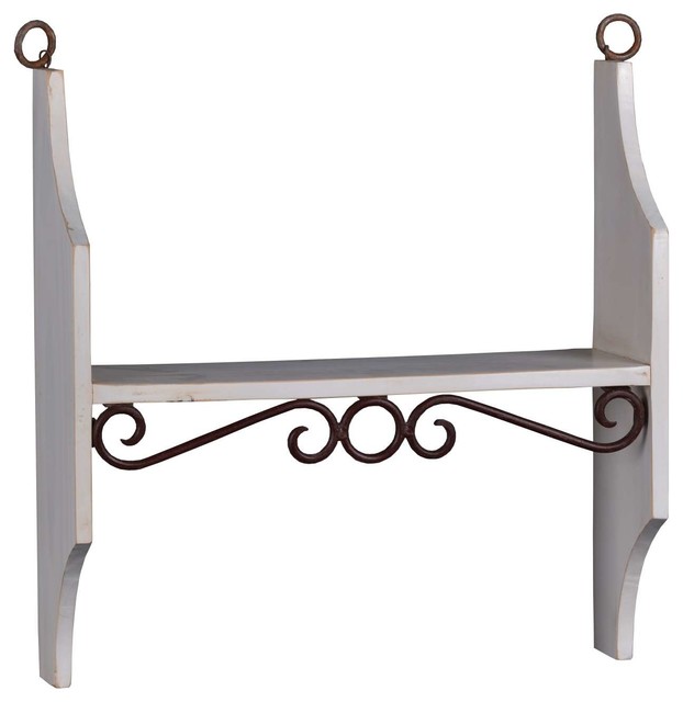 Mexico White Wrought Iron Wall Shelf - Country - Display & Wall Shelves ...