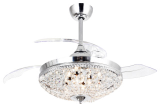 42" Crystal Folding Blades Ceiling Fan Remote Control, 3-Blade ...