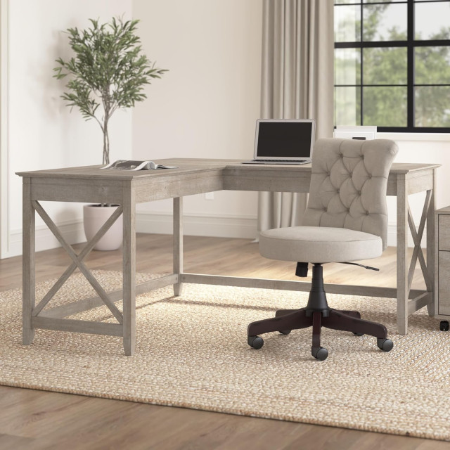 60-Inch Modern Farmhouse L-Shaped Desk for Home Office Writing ...