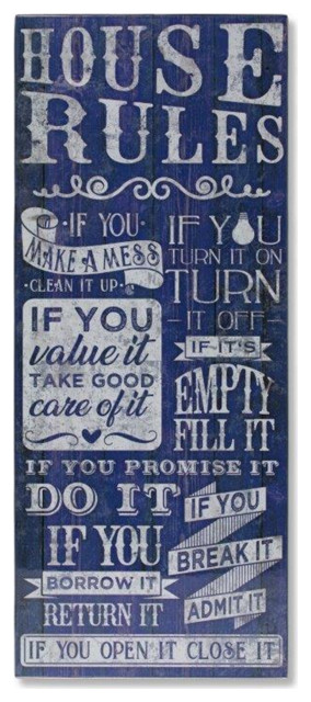 House Rules Print 13.75"Lx35.25"H Plastic/MDF - Contemporary - Novelty ...