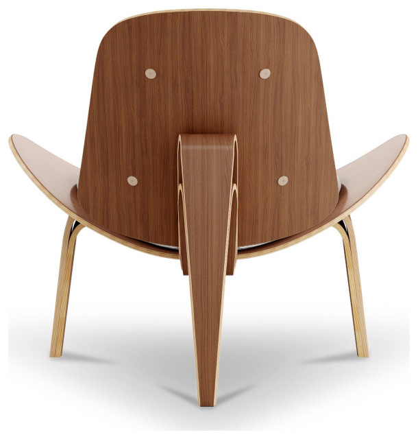 Shell Chair, White Real Leather - Modern - Armchairs And Accent Chairs ...