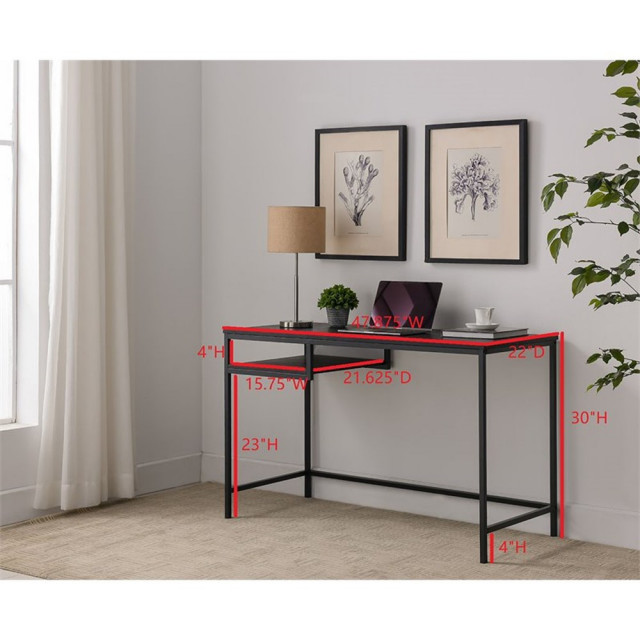 IN Room Furniture Designs Contemporary MDF Wood and Metal Desk in Black ...