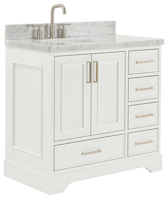 Ariel Stafford 37" Single Left Offset Oval Sink Bathroom Vanity ...