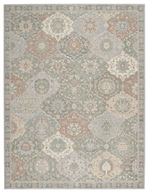 Nourison Parisa PSA05 Transitional Grey/Multi Rectangle Area Rug, 9'9 ...