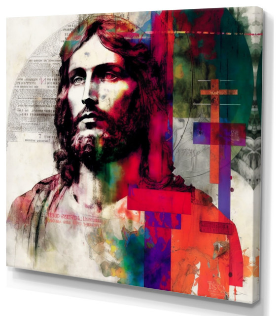Pop Art Jesus Portrait I Canvas, 16x16 - Contemporary - Prints And ...