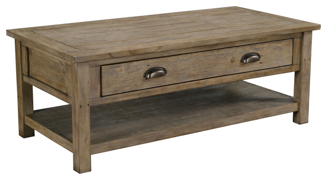47 Inch Open Bottom Shelf Coffee Table with 1 Drawer and Cup Handles ...