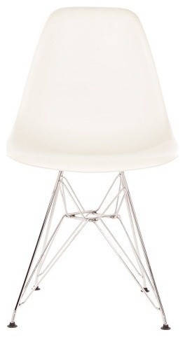 Set of 4 DSR White Mid Century Modern Dining Shell Chair, Steel Eiffel ...