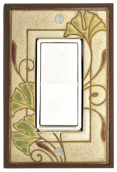 Art Nouveau Ginkgo Ceramic Tile Single Rocker Switchplate ...