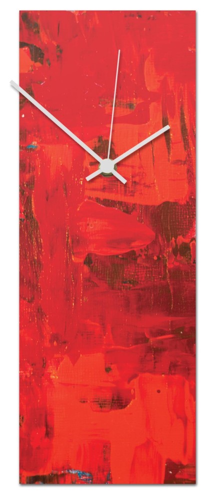 Modern Wall Clock 'Urban Red Clock' Artisan-Made Colorful Kitchen Clock ...