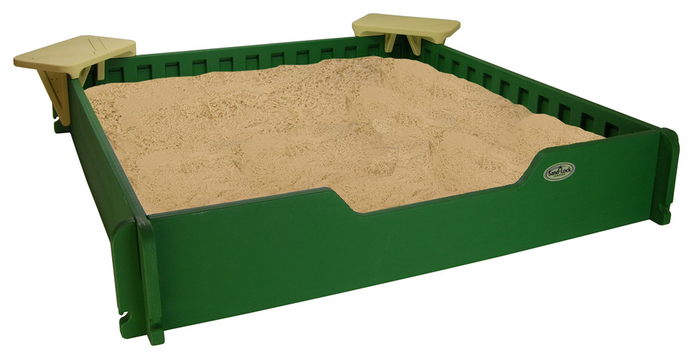 5 x 5 SandLock Sandbox with Cover + Seats - Contemporary - Sandboxes ...