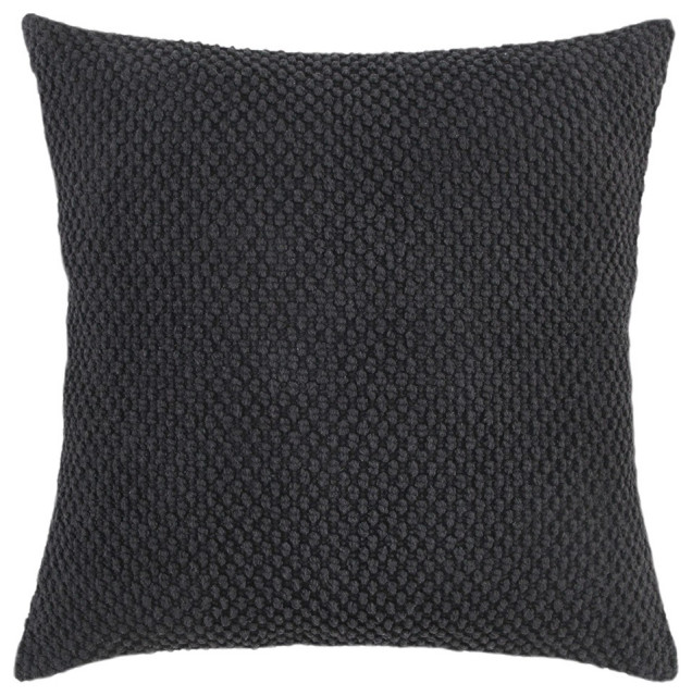 20" Black Nubby Textured Modern Throw Pillow - Contemporary ...