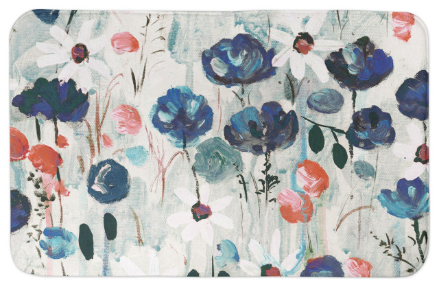 Blue Flower Explosion 34x21 Bath Mat, 34x21 - Contemporary - Bath Mats ...
