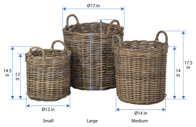 Nusa Round Kobo Basket, Gray-Brown, Small - Tropical - Baskets - by ...