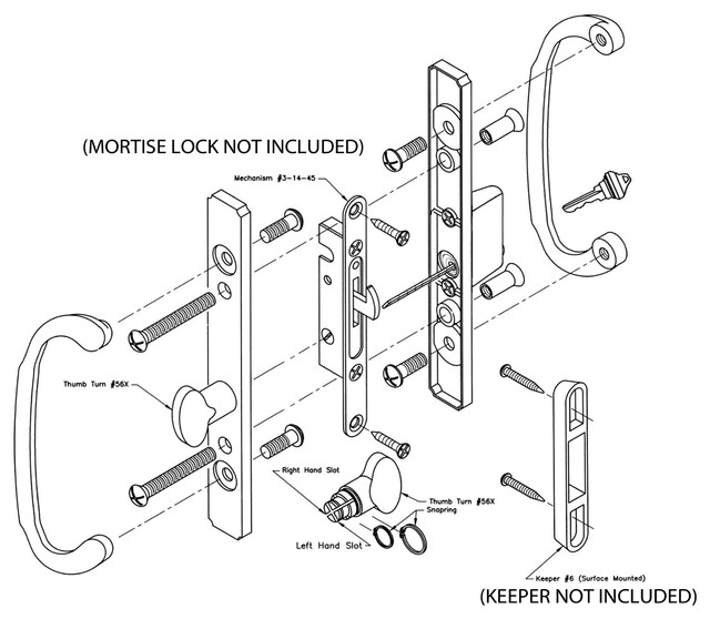 Embassy Brass Sliding Door Active Trim Handle Set, Keyed, 1-3/4" Thick ...