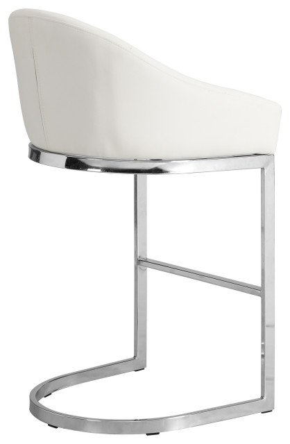 Torano 26" Upholstered Counter Stool, White/Chrome - Contemporary - Bar ...