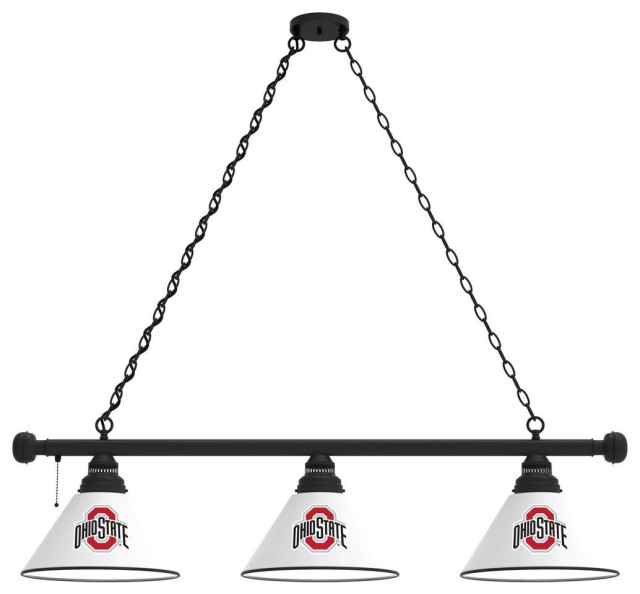Holland Ohio State University 3-Shade Billiard Light - Black Fixture ...