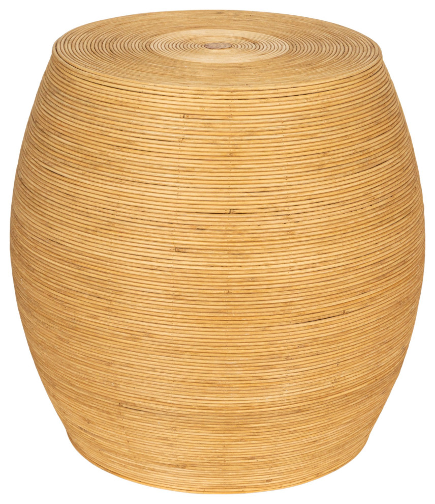 Small Rattan Round Accent Table, Natural - Tropical - Side Tables And ...
