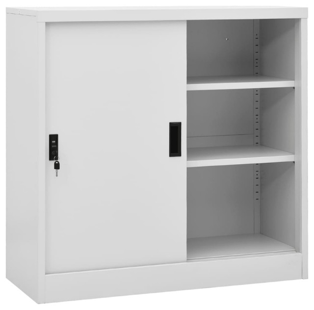 vidaXL Office Cabinet with Sliding Door Anthracite 35.4" Steel Side ...
