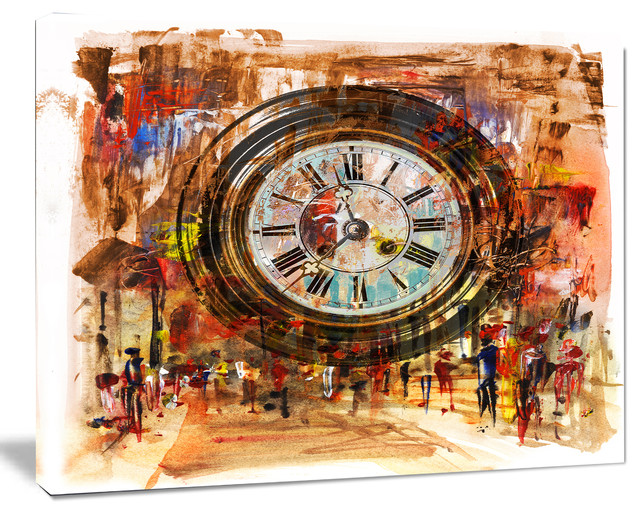 People and Time Acrylic Painting, Large Abstract Canvas Artwork, 60"x28 ...
