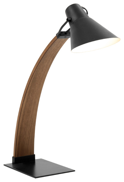 LumiSource Noah Table Lamp, Walnut and Black - Transitional - Desk ...