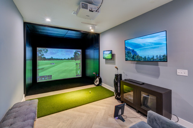 GOLF SIMULATOR, WINE CELLAR, AND BASEMENT BAR - Atlanta - by LC ...