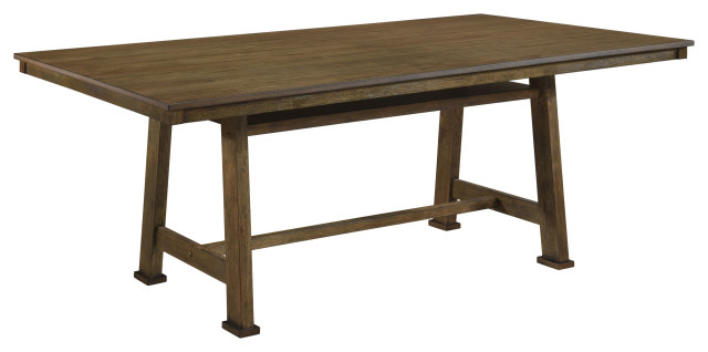 Filkins Trestle Leg Storage Dining Table, Brown Wood - Transitional ...