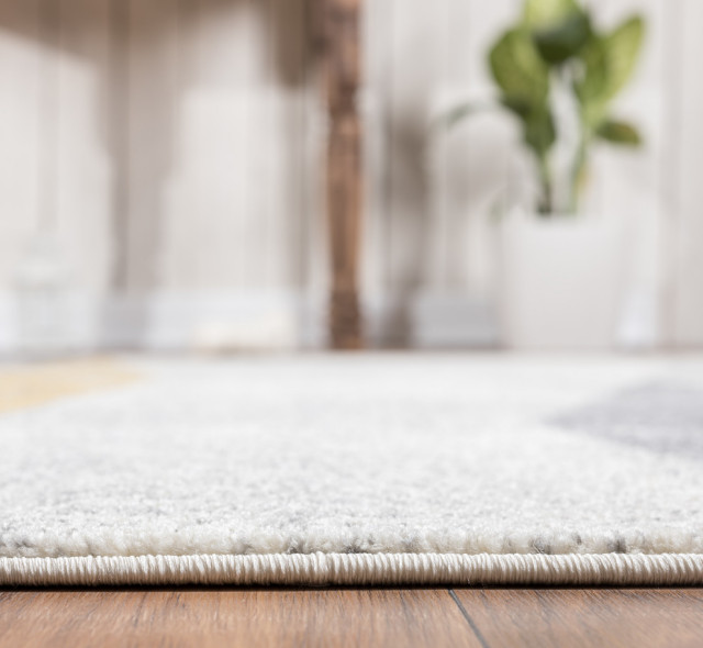 Abani Laguna Geometric Area Rug, Distressed Gray and Yellow, 7'9" x 10 ...