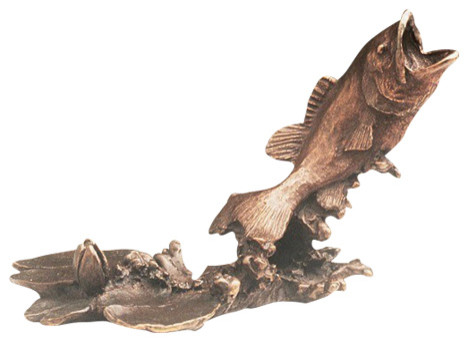 Bass Bronze Sculpture - Rustic - Sculptures - by Wildlife Wonders | Houzz