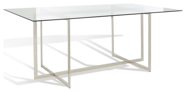 Fidel Polished Glass Top Dining Table Chrome Safavieh, #N/A ...
