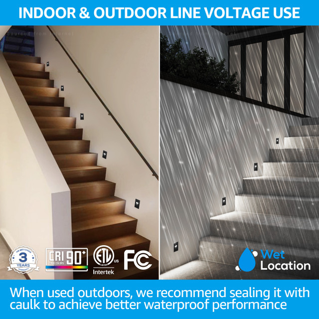 3Pack 3CCT 120V LED Step Lights, Dimmable Stair Lights Indoor Outdoor ...