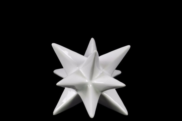Ceramic Stellated Icosahedron Sculpture, Small, Glossy White ...