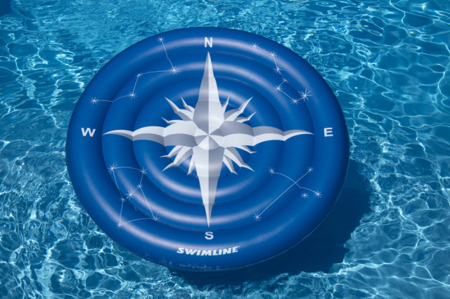 66" Blue and Gray Compass Rose Constellation Island Lounge Pool Float ...